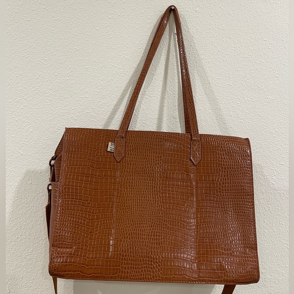 BEIS | Bags | Beis The Work Tote In Brown Crocembossed Vegan Leather ...